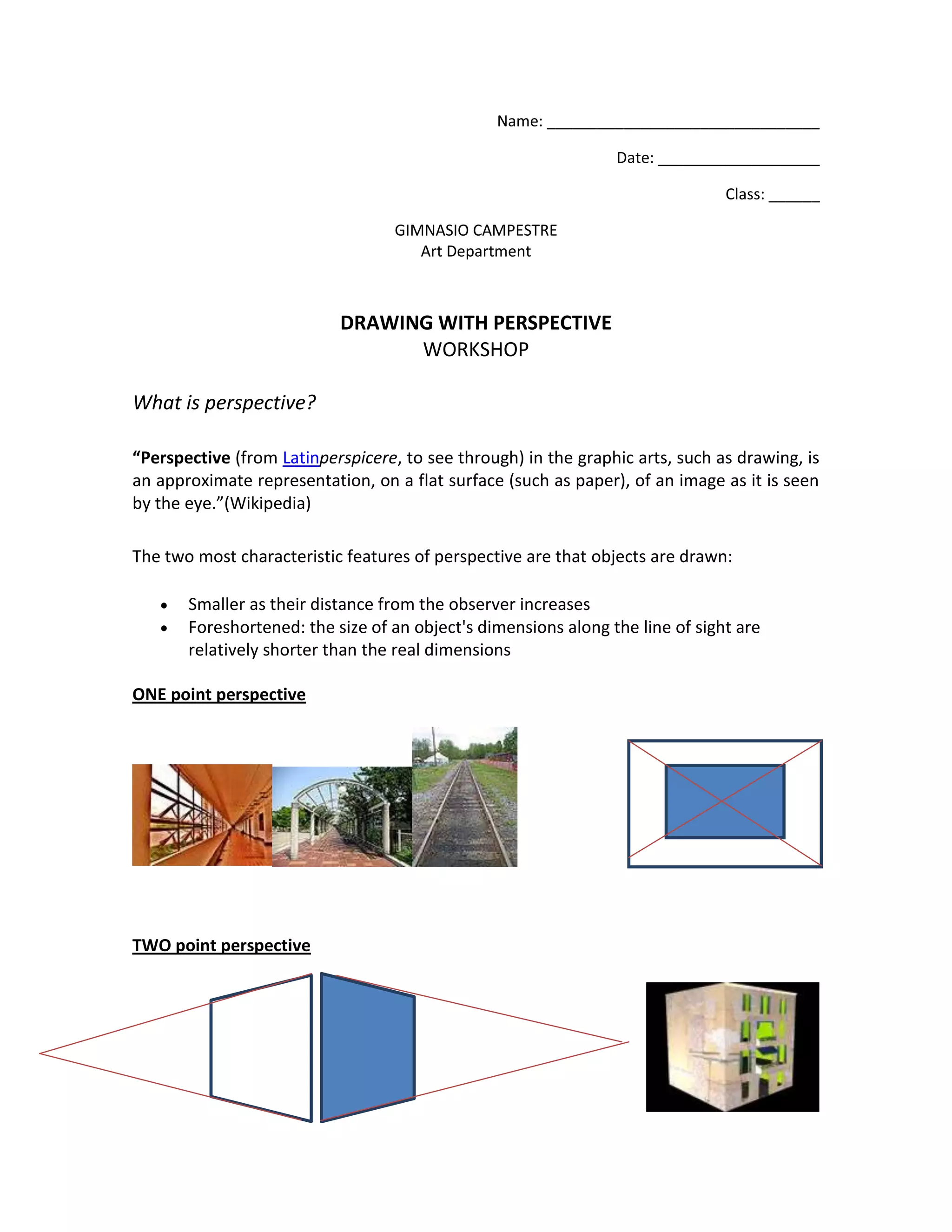 11th, Perspective Drawing Workshop, Bim 1, 2011 | DOCX