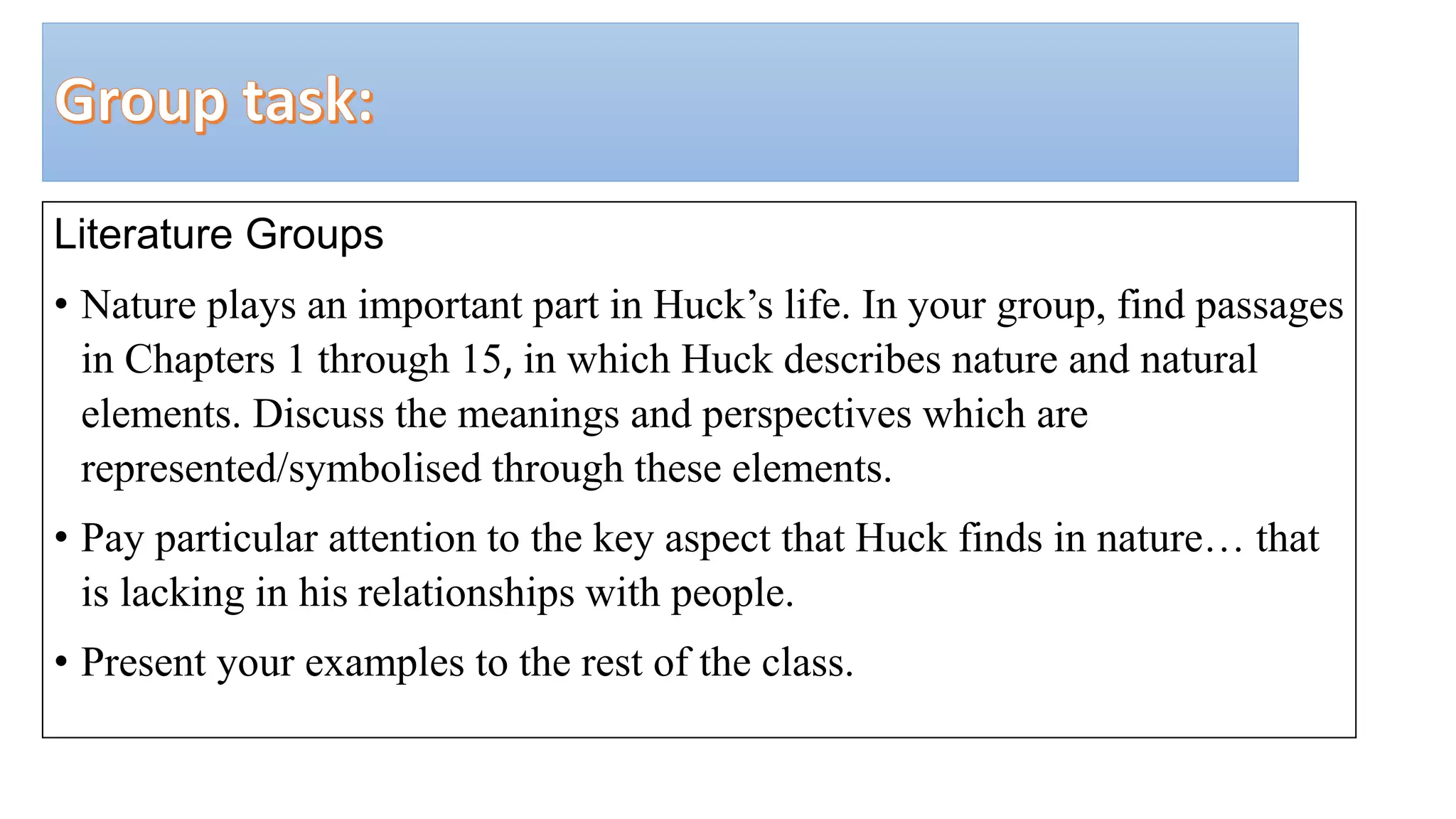 Perspectives in The Adventures of Huckleberry Finn : reading log and ...