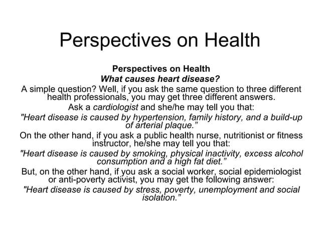 Perspectives On Health Lesson 1 Slide Show | PPT
