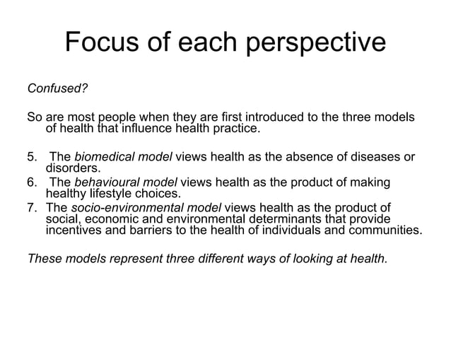 Perspectives On Health Lesson 1 Slide Show | PPT
