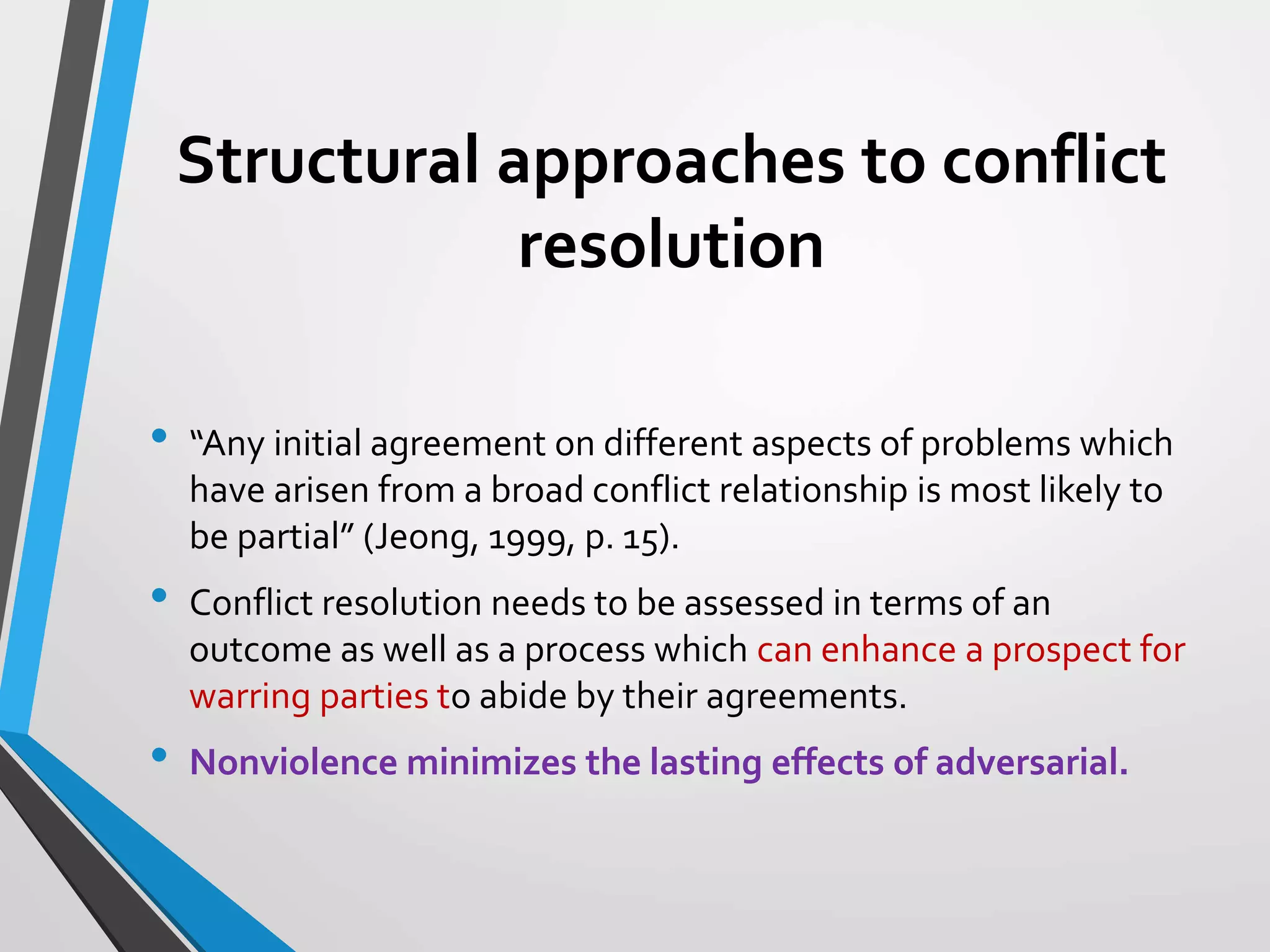 Perspectives on conflict-jeong-resume by fd | PPTX