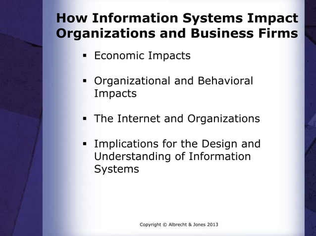 How Information Systems Impact Organizations and Business Firms | PPT