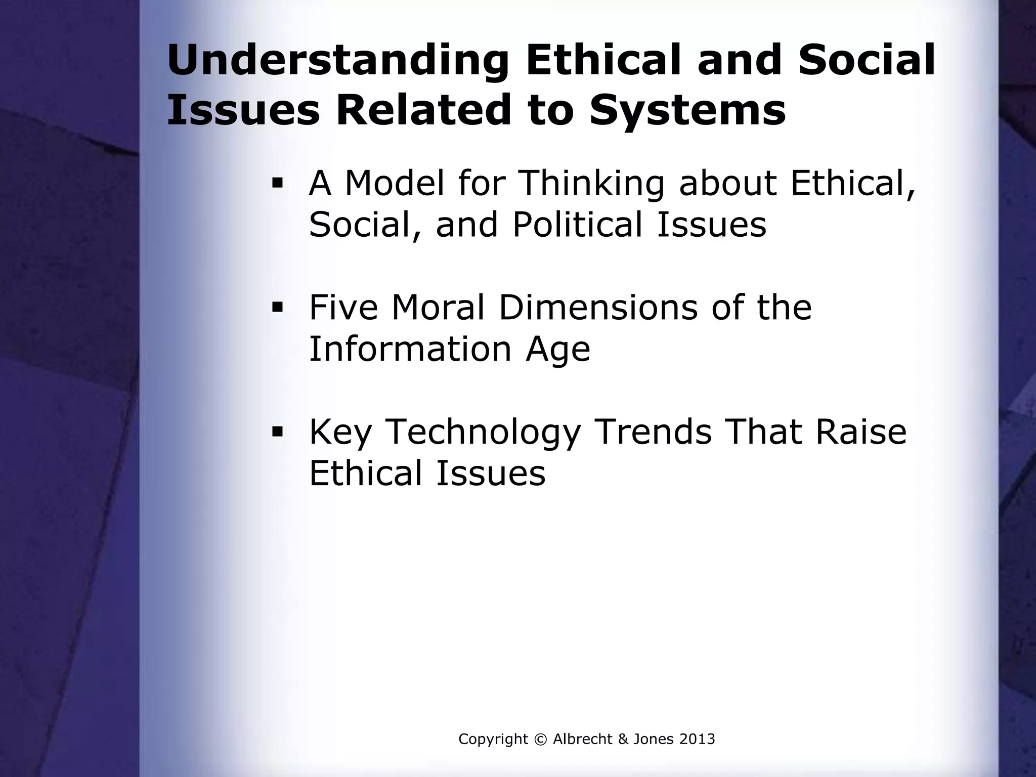 Understanding Ethical and Social Issues Related to Systems | PPTX