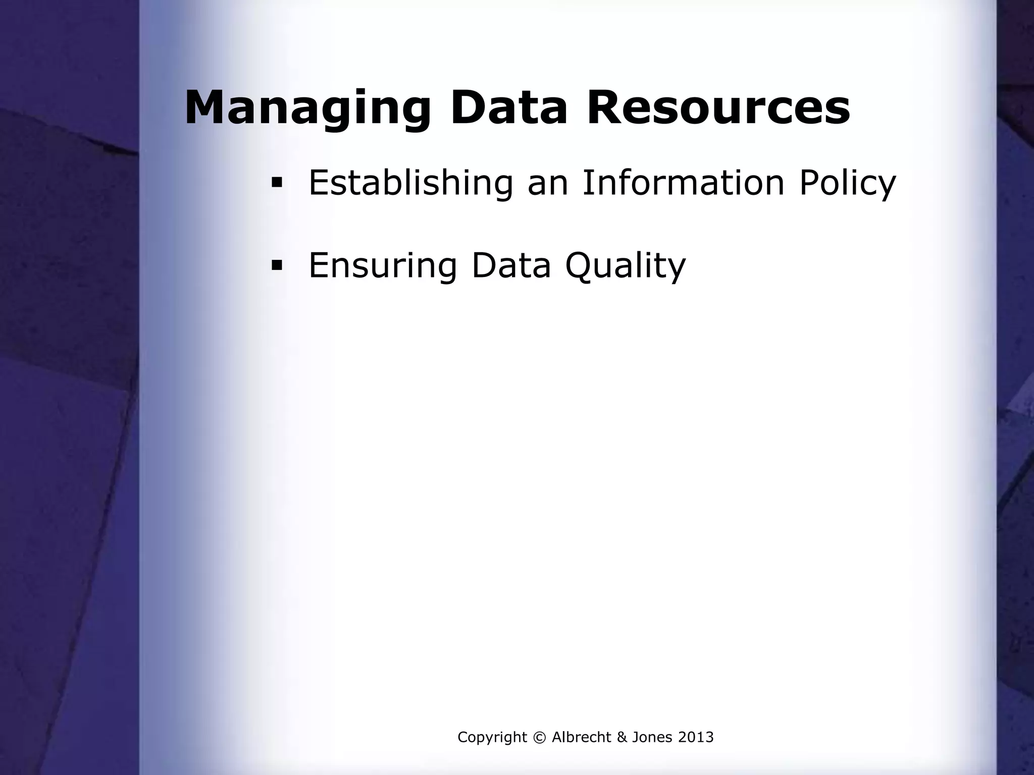 Managing Data Resources | PPT