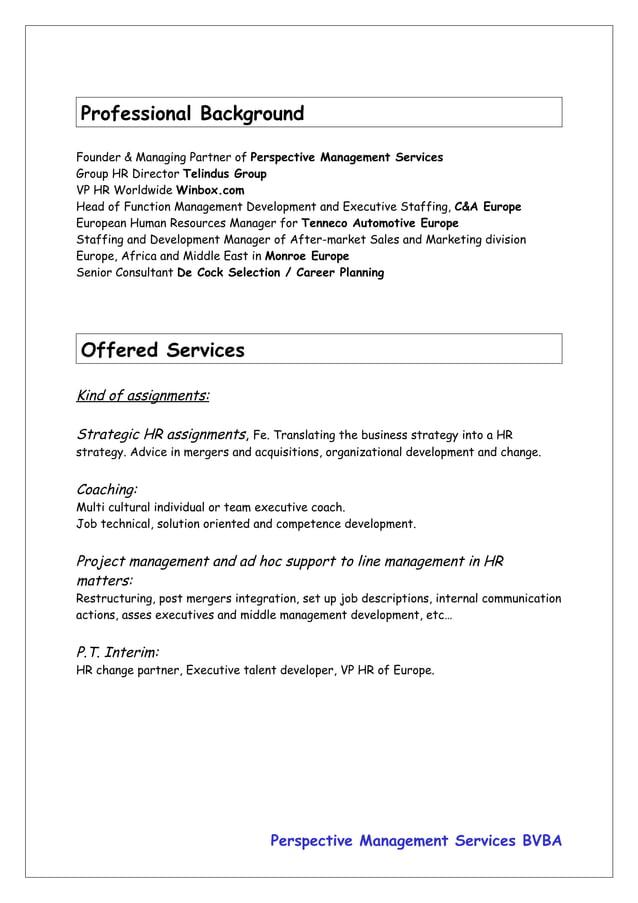Perspective Services | DOC | Human Resources | Business