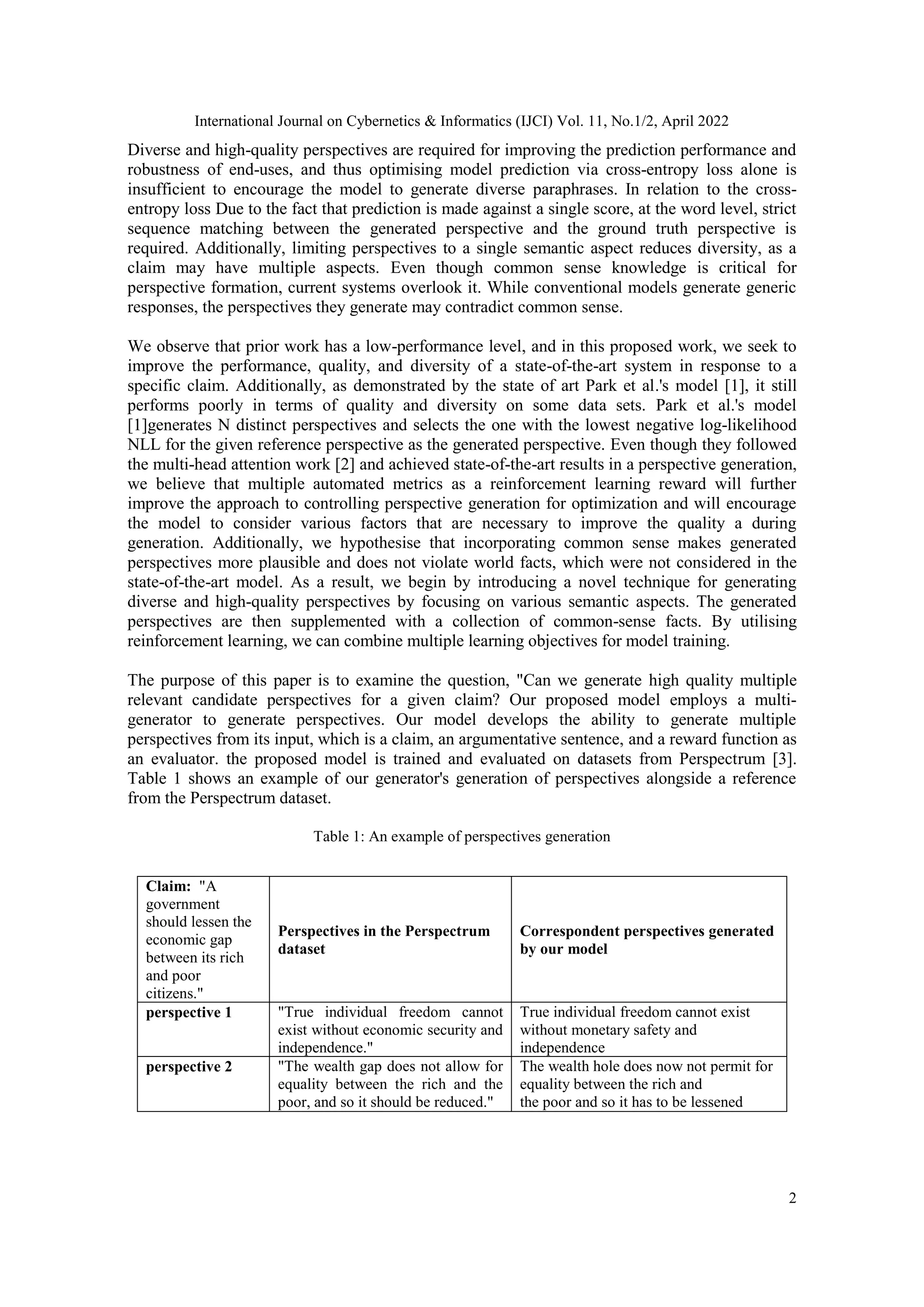 PERSPECTIVES GENERATION VIA MULTI-HEAD ATTENTION MECHANISM AND COMMON-SENSE KNOWLEDGE | PDF