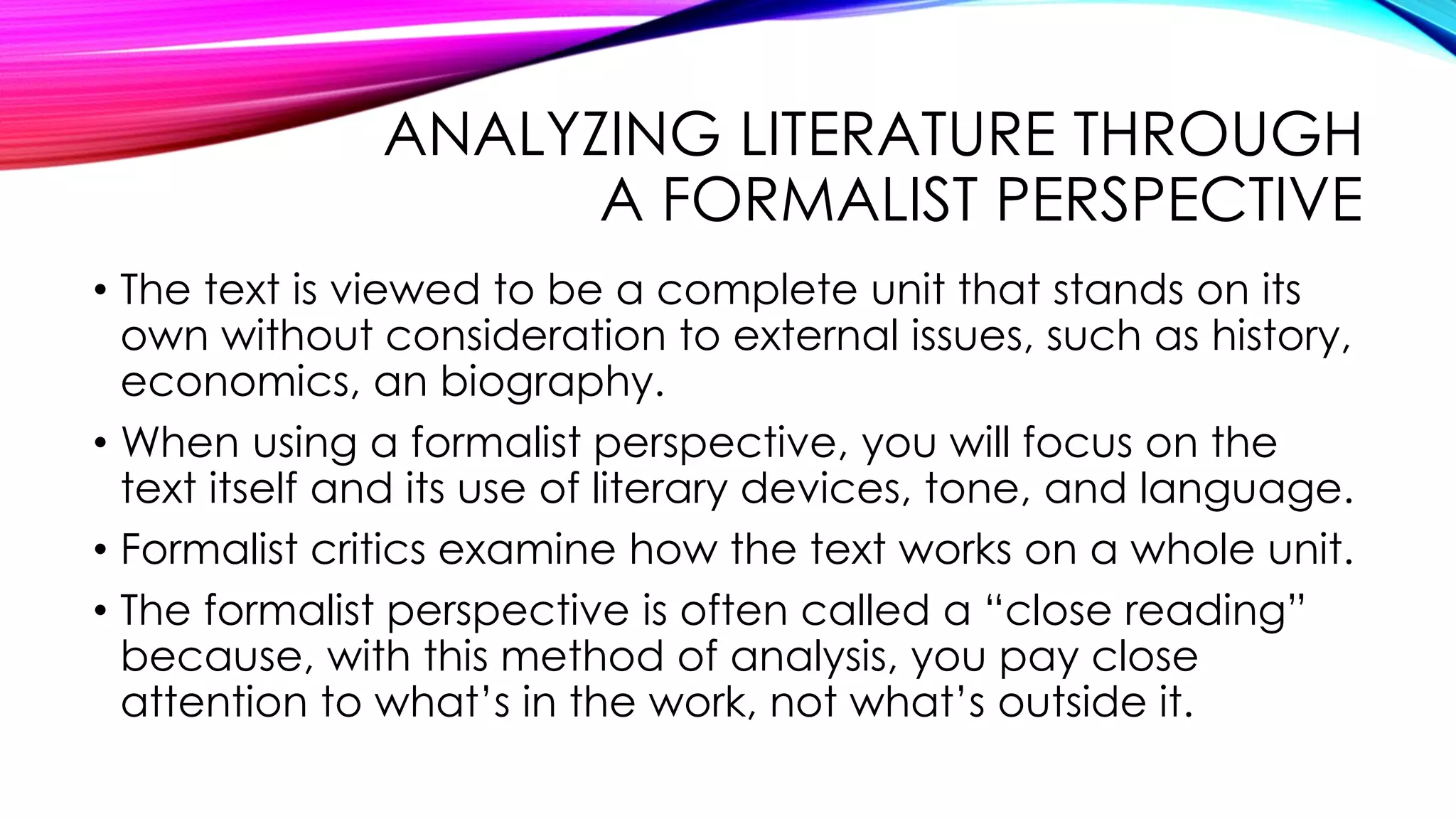 Perspectives in analyzing literarture | PPTX