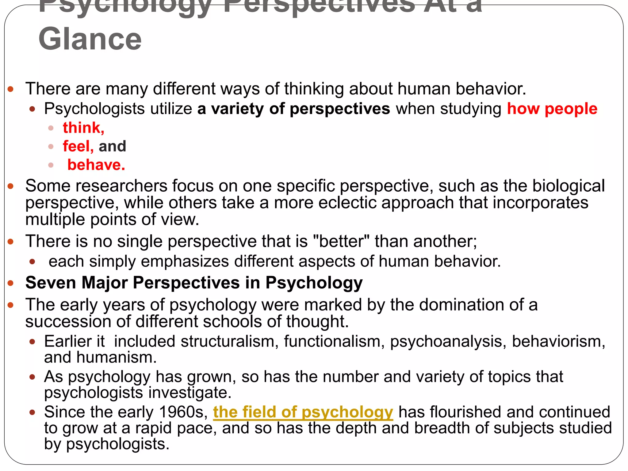 Perspectives in modern psychology | PPTX