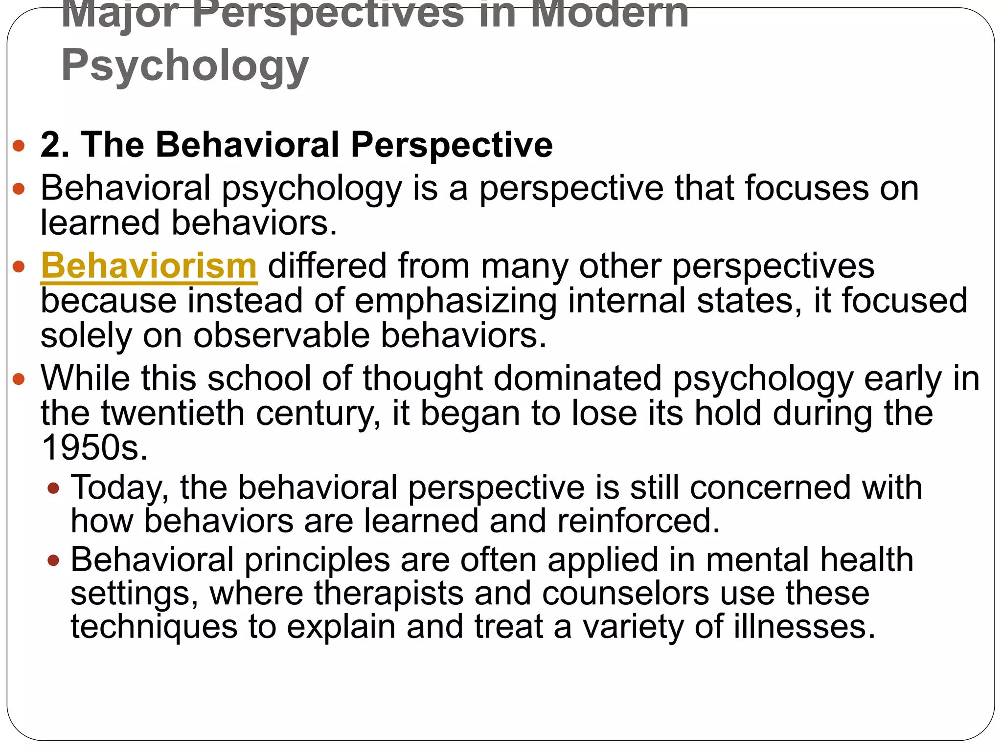 Perspectives in modern psychology | PPTX