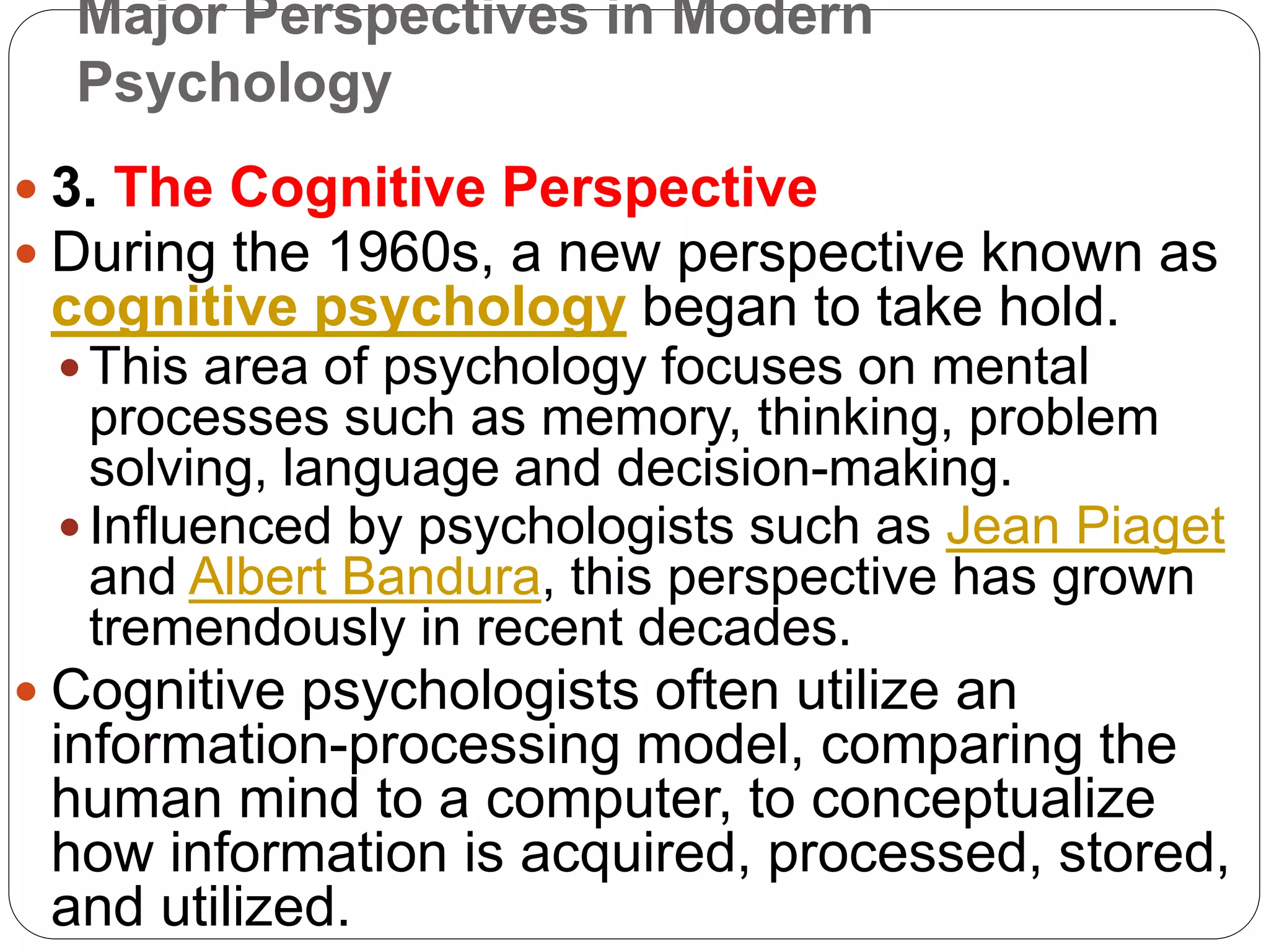 Perspectives in modern psychology | PPTX