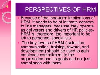 Perspectives of hrm | PPTX
