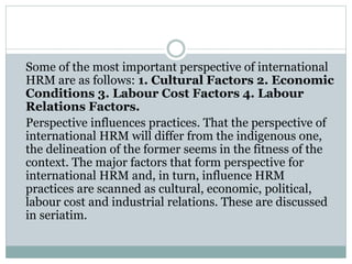 Perspectives of international human resource management | PPTX