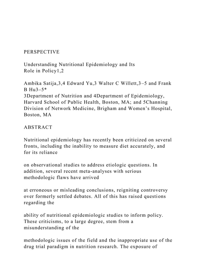 PERSPECTIVEUnderstanding Nutritional Epidemiology and Its.docx