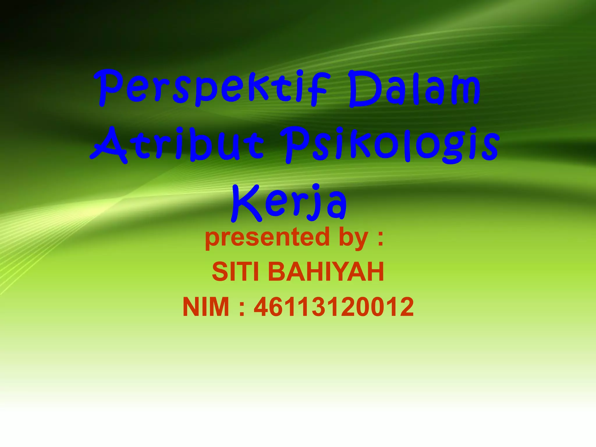Perspektif kerja dan pekerjaan | PPT