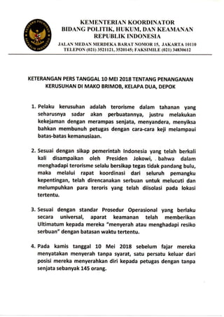 Pers Release MENKOPOLHUKAM | PDF