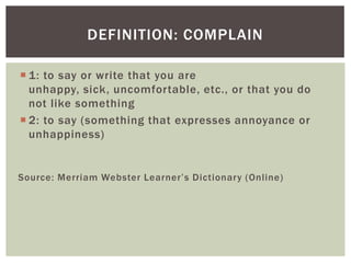 Persuading complaining etc | PPT