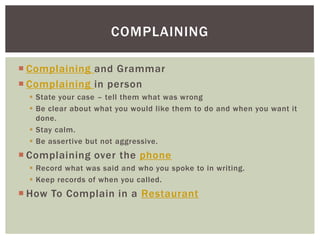 Persuading complaining etc | PPT