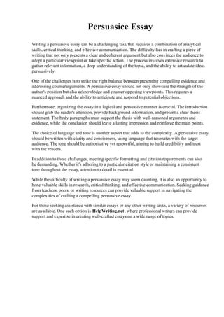 Persuasice Essay. Saint Martin's University | PDF