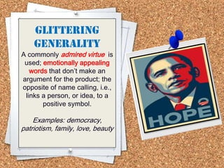 Glittering Generalities Propaganda Examples Obama