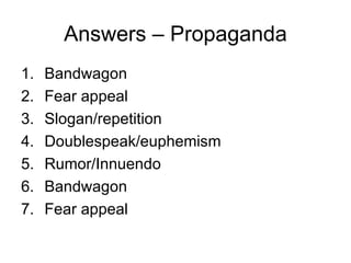 Persuasion/Propaganda Quiz | PPT