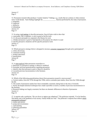 Persuasion Social Influence and Compliance Gaining 5th Edition Gass ...