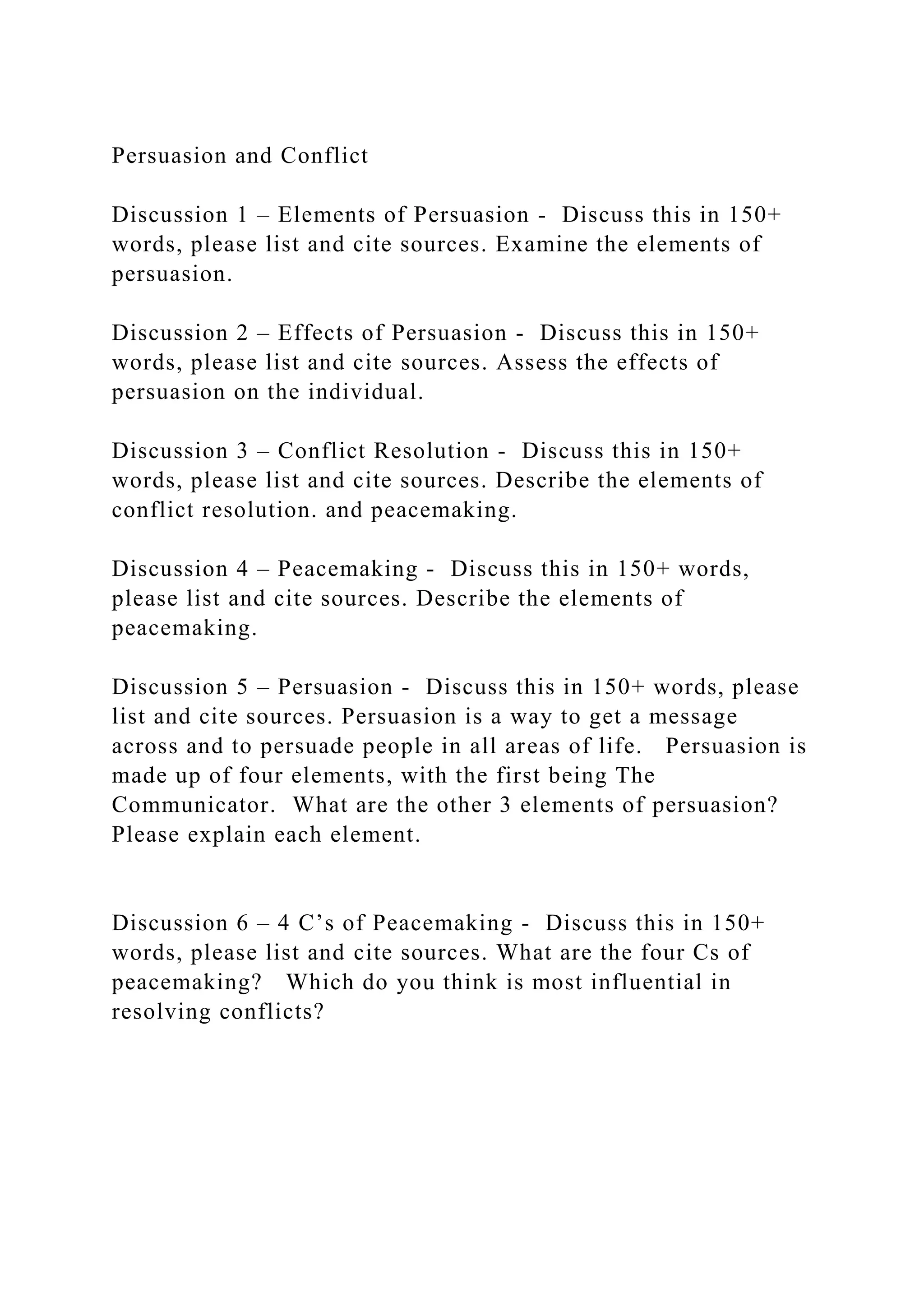 Persuasion and ConflictDiscussion 1 – Elements of Persuasion - .docx
