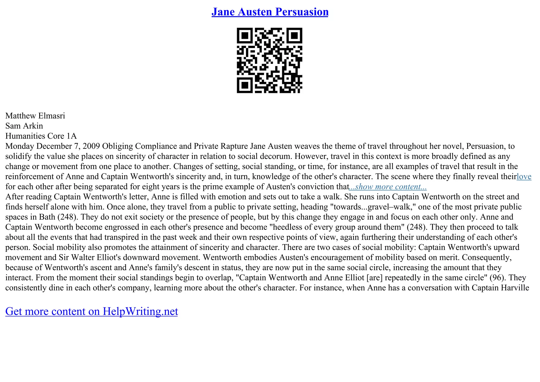 Persuasion By Jane Austen | PPT