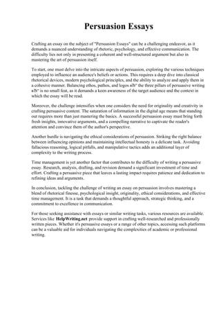 Persuasion Essays. Portland State University | PDF