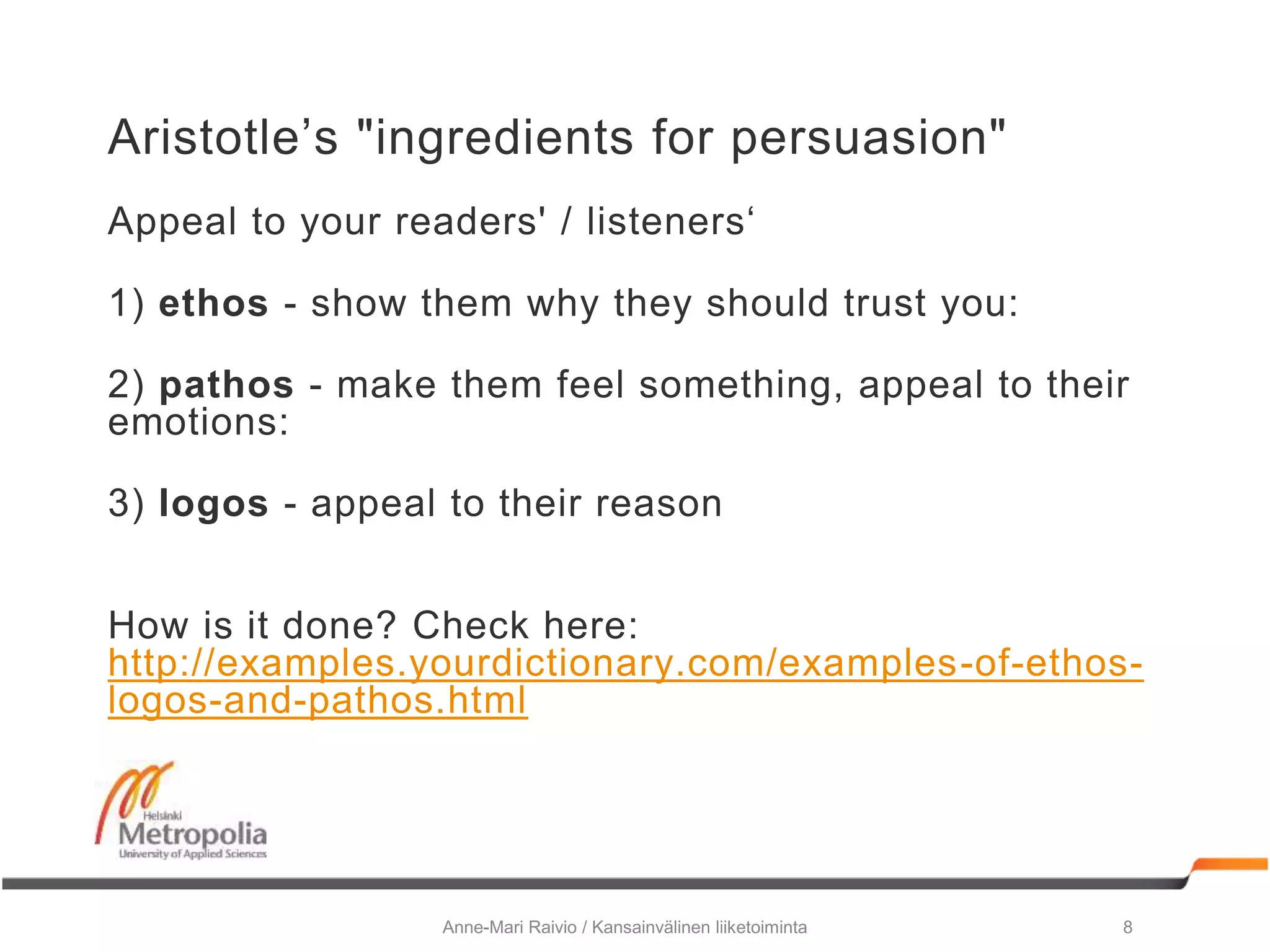 Persuasion techniques in presentations | PPTX