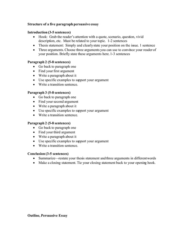 Persuasive Paragraph Outline Persuasive Essay Outline HCC Learning Persuasive Paragraph Outline Persuasive Essay Outline HCC Learning