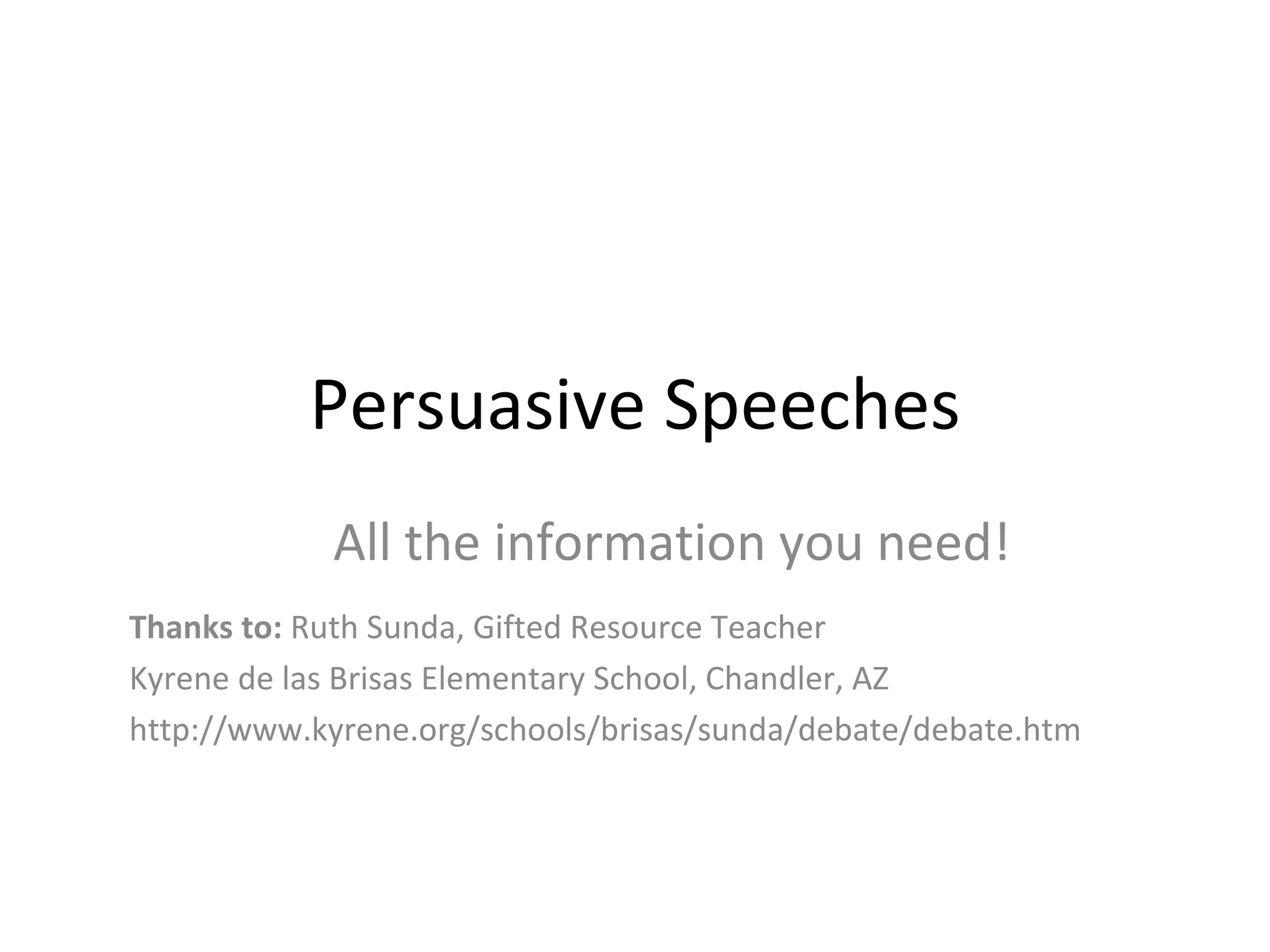 Persuasive Speeches Slideshow For Wiki | PPT