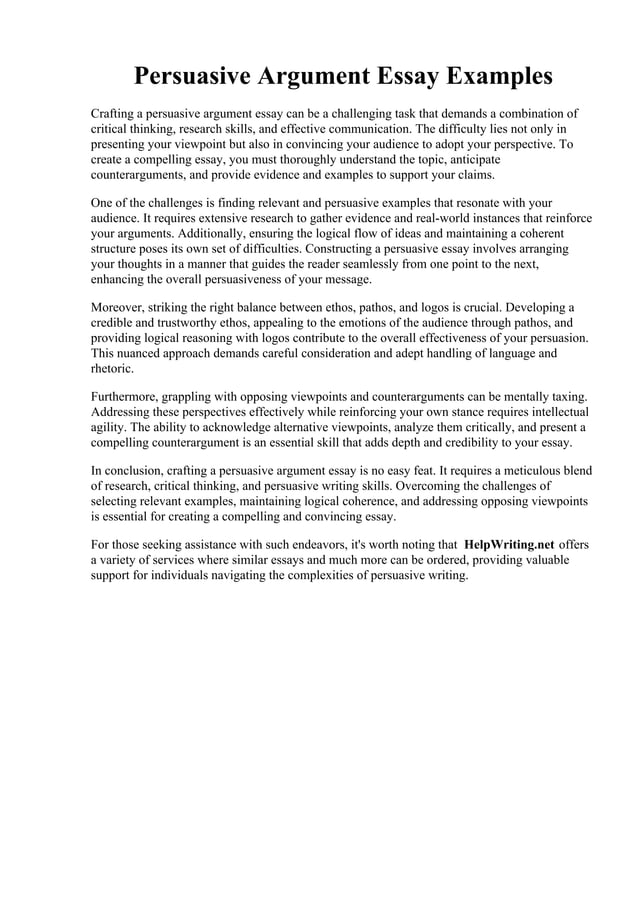 Persuasive Argument Essay Examples | PDF