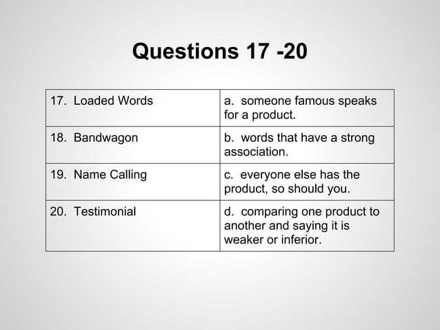 Persuasive device quiz | PPT