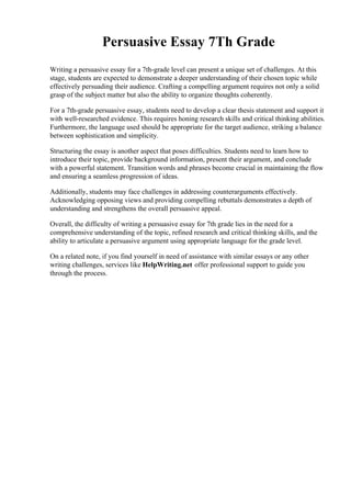 Persuasive Essay 7Th Grade.pdf | Secondary Education | Education