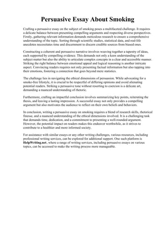 Persuasive Essay About Smoking | PDF