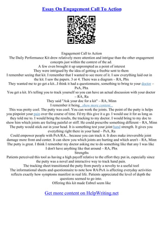 Persuasive Essay Call To Action Examples | PDF