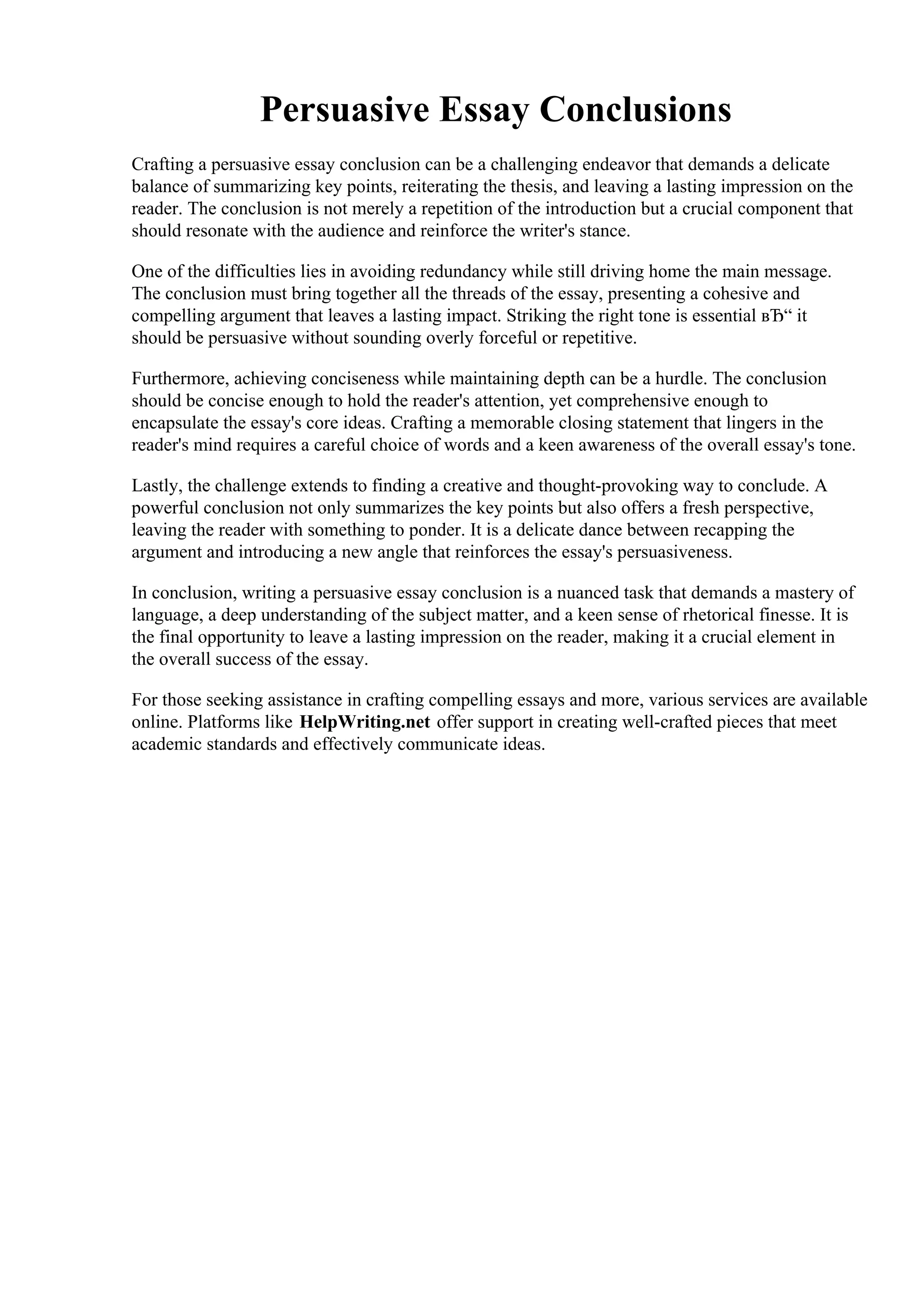 Persuasive Essay Conclusions | PDF