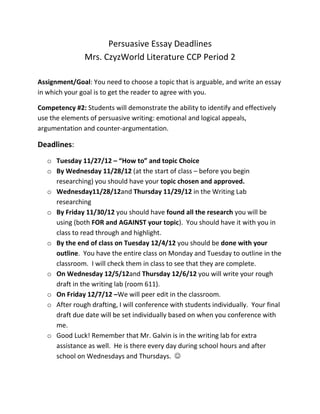 Persuasive essay deadline period 2 | DOCX