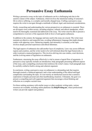 Persuasive Essay Euthanasia. Persuasive essay euthanasia legalized | PDF