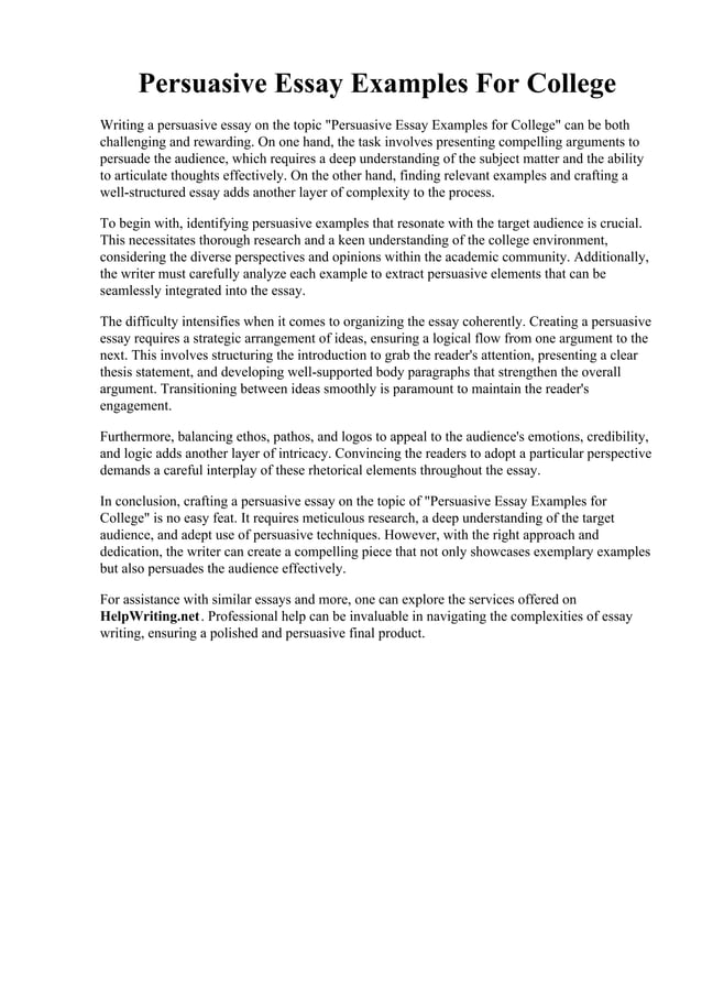 Persuasive Essay Examples For College | PDF