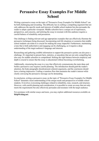 Persuasive Essay Examples For Middle School | PDF