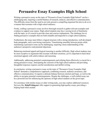 Persuasive Essay Examples High School | PDF