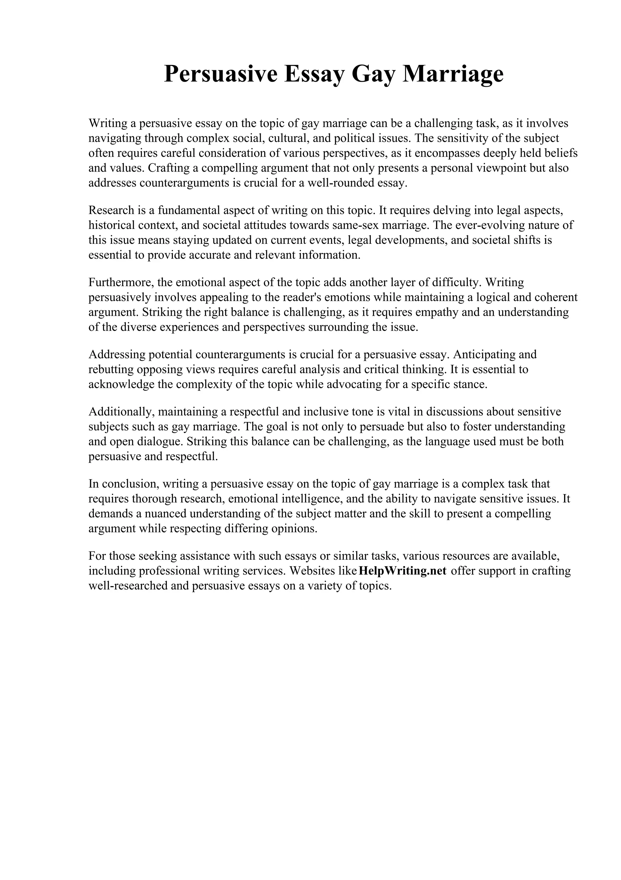 Persuasive Essay Gay Marriage.pdf | Education