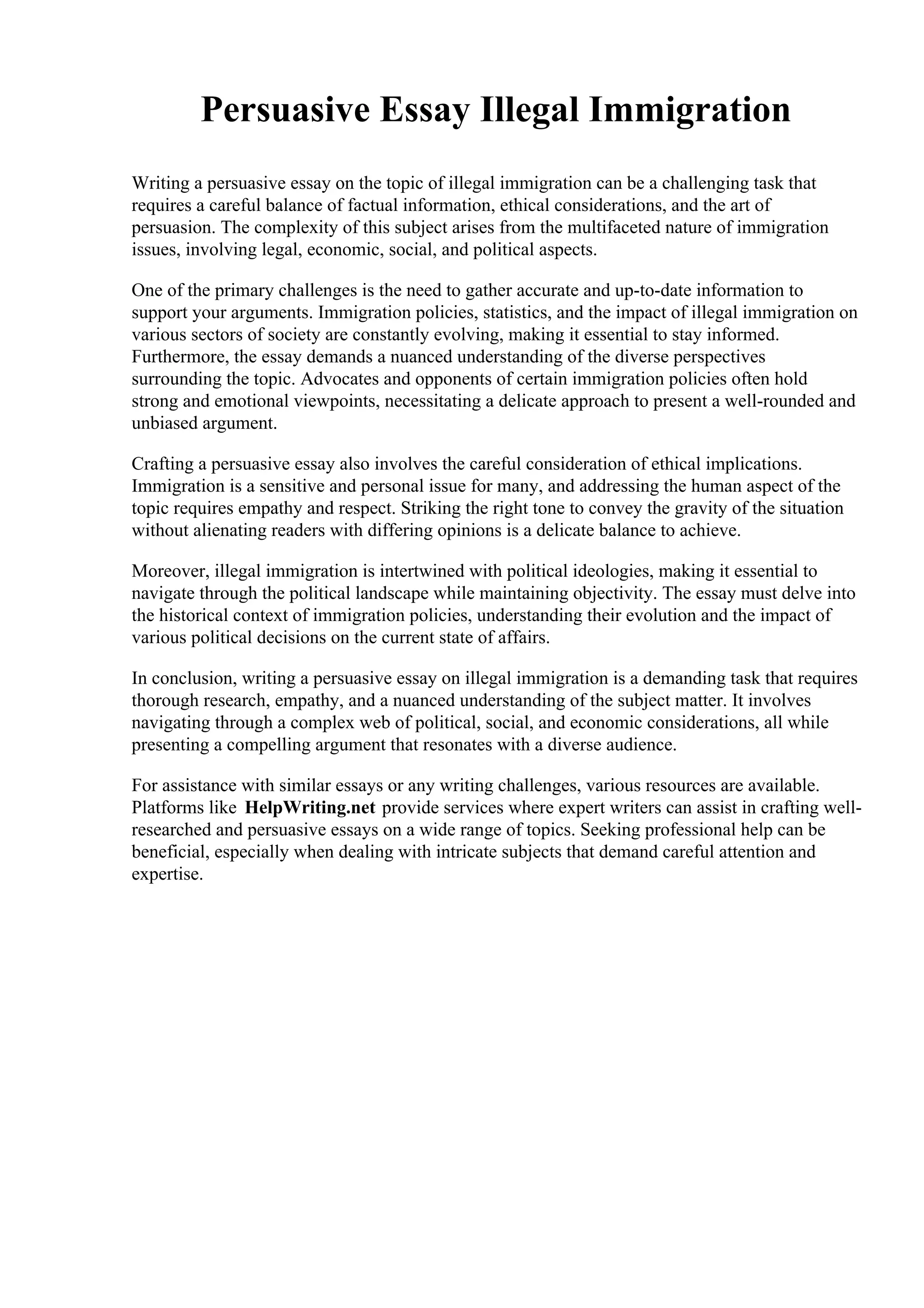 Persuasive Essay Illegal Immigration.pdf | Free Download