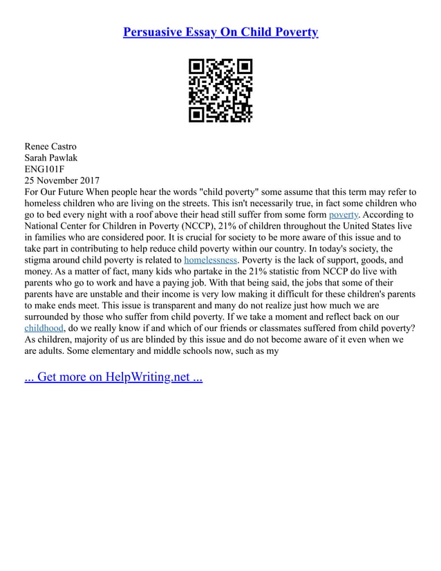 Persuasive Essay On Child Poverty | PDF