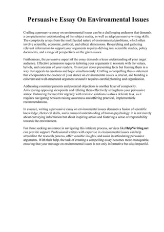 Persuasive Essay On Environmental Issues.pdf | Science
