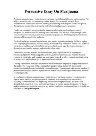 Persuasive Essay On Marijuana | PDF
