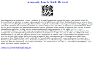 Persuasive Essay On Night By Elie Wiesel | PPT