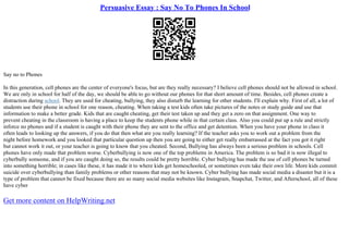 Persuasive Essay On Phones In School | PPT