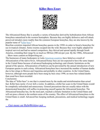 Persuasive Essay On Save Bees | PDF